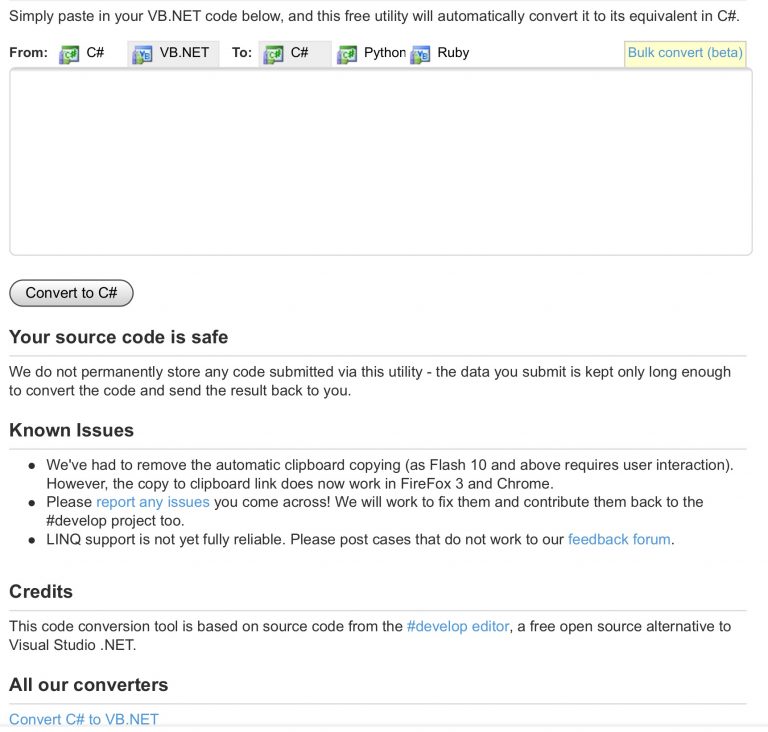 VB.NETからC#に、C#からVB.NETにコードを変換する | Citizen of undefined